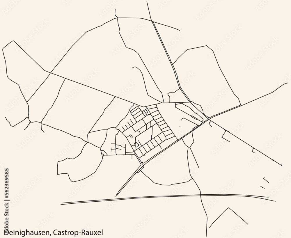 Detailed navigation black lines urban street roads map of the ...