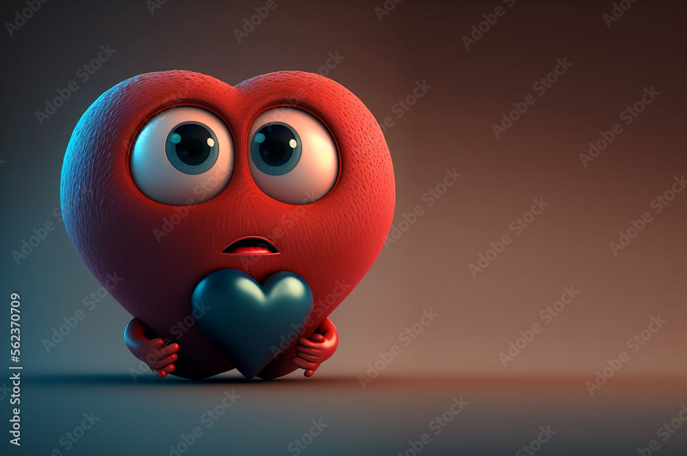 Valentine’s Day cartoon character in 3D digital art style, made with ...