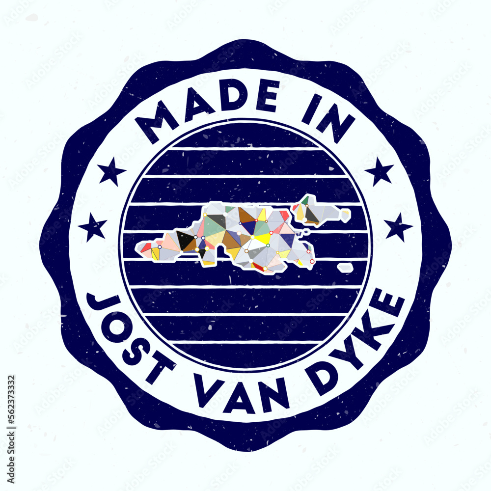 Made In Jost Van Dyke. Island round stamp. Seal of Jost Van Dyke with ...