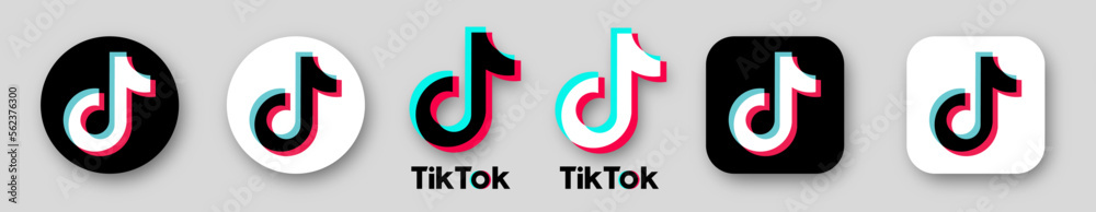 Tik Tok logo. Tik Tok logo set. Play button of tiktok. Tik Tok signs in ...