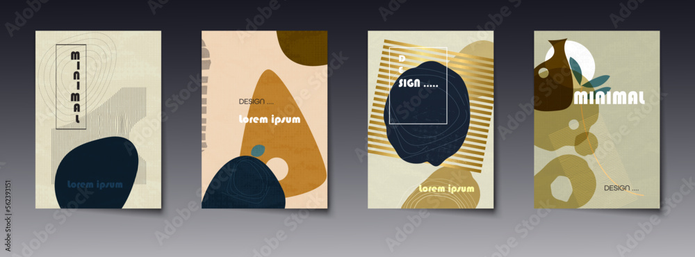 Vector set of abstract minimal shape background. Modern contemporary ...