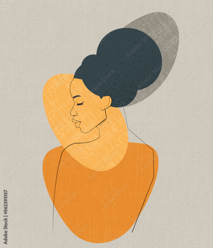 Simple color illustration, person vector art. Woman - female portrait ...