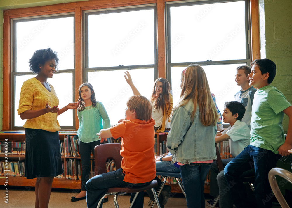 Middle School Kids Raising Hands