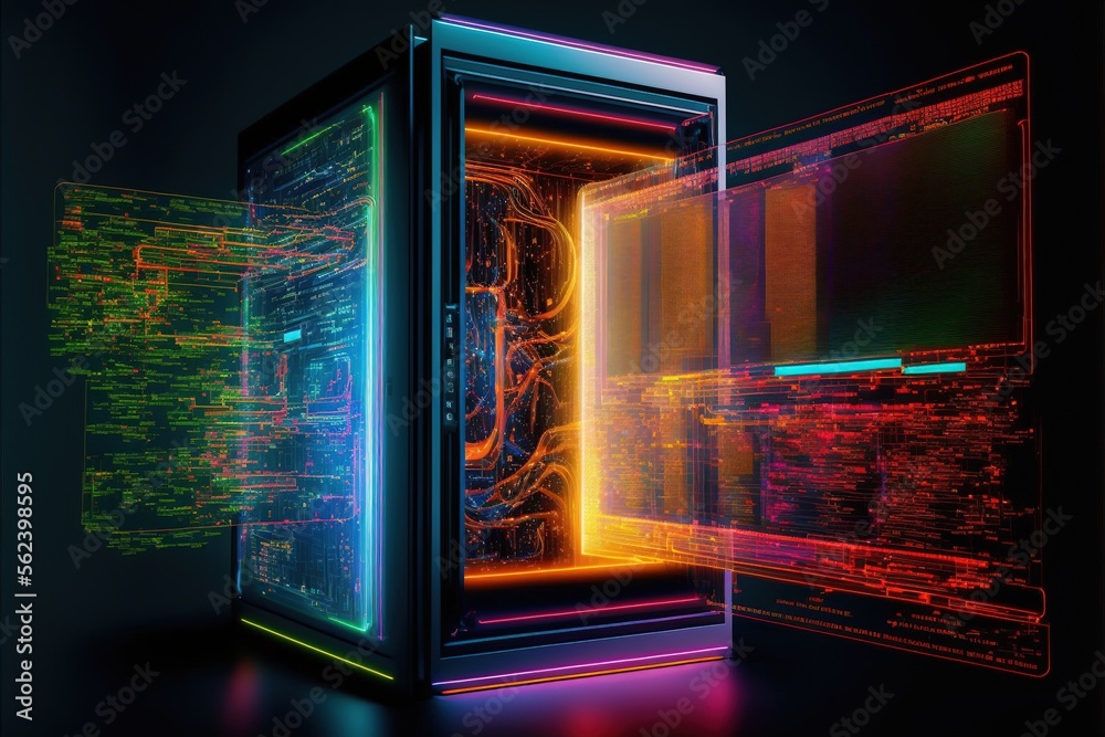 Super computer and quantum server rack in Data center control room ...