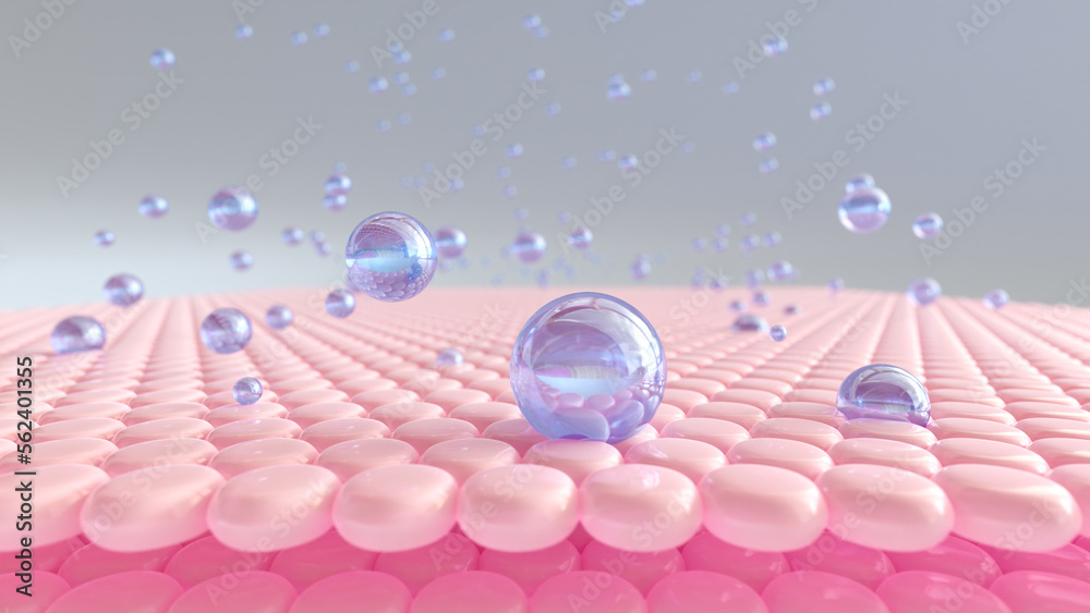 Vitamin and moisture droplets fall on skin cells. skin cell structure ...