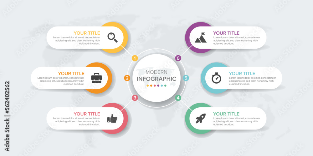 Creative concept for infographic element vector 6 options, steps, list, process. Abstract ...