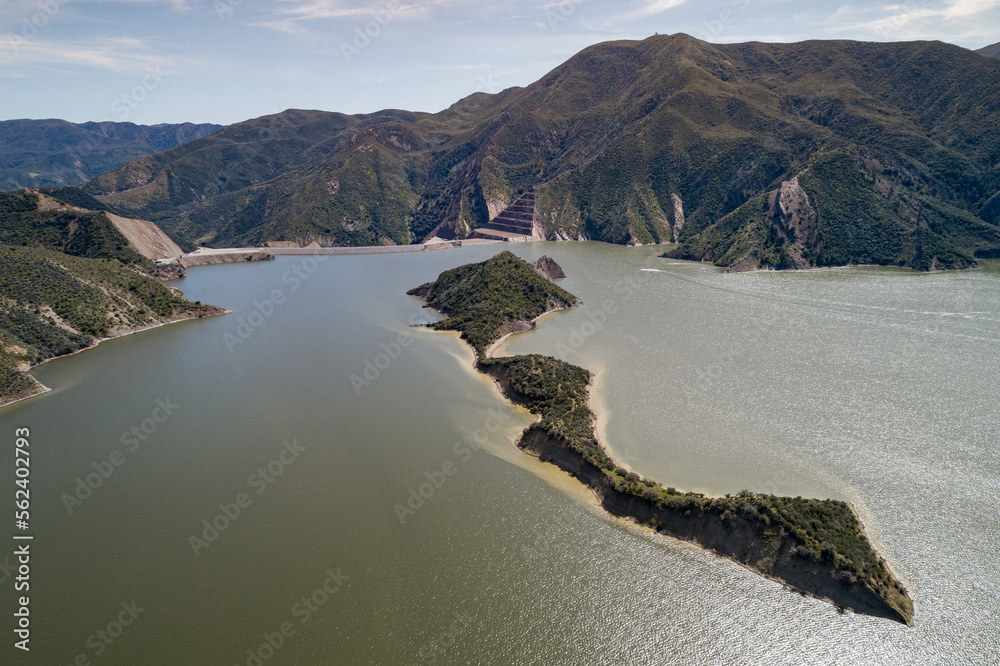 Pyramid Lake in California. It is a reservoir formed by Pyramid Dam on ...