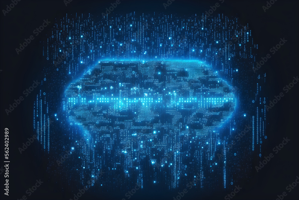 Glowing binary code cloud created with generative AI technology Stock ...