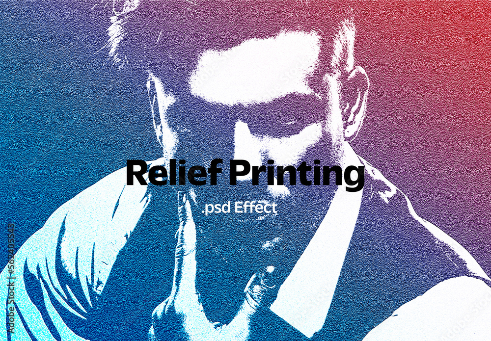 Relief Printing Photo Effect Stock Template | Adobe Stock