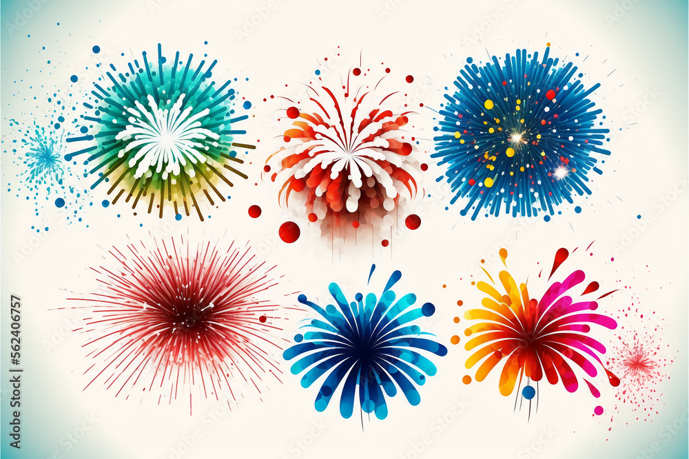 Fireworks clipart, background for new year or celebrations. Generative ...