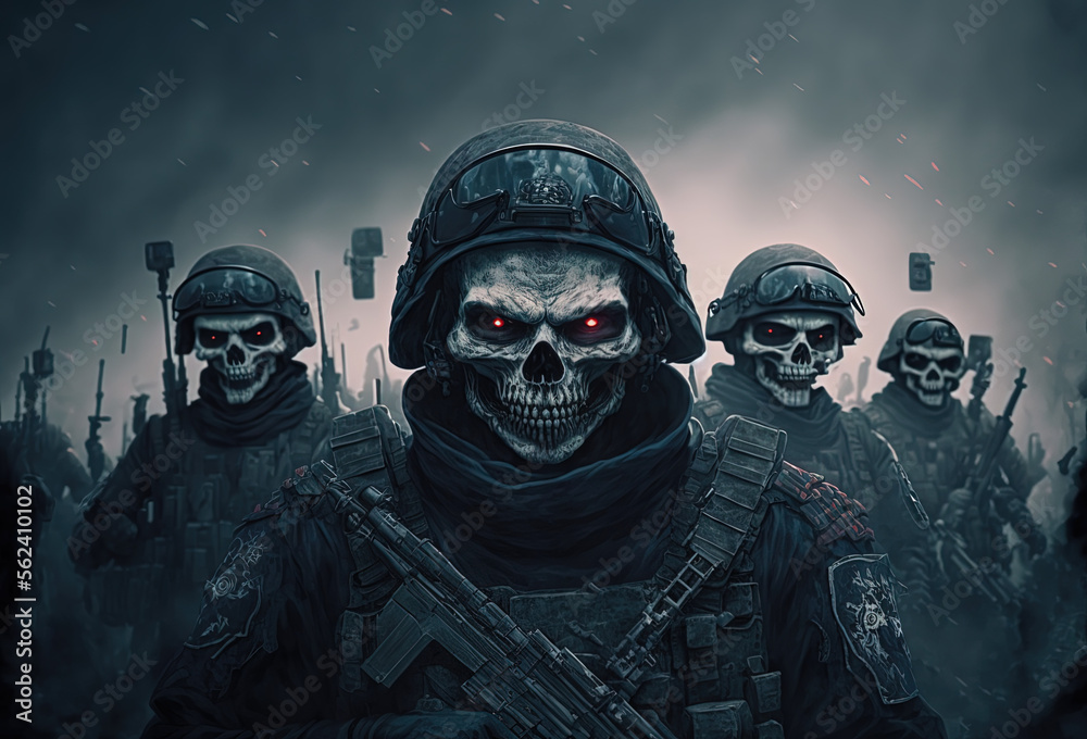 Evil modern army. Generative AI. Stock Illustration | Adobe Stock