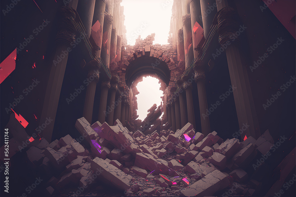 a fantasy inspired broken path in the antique rome time, manga art ...