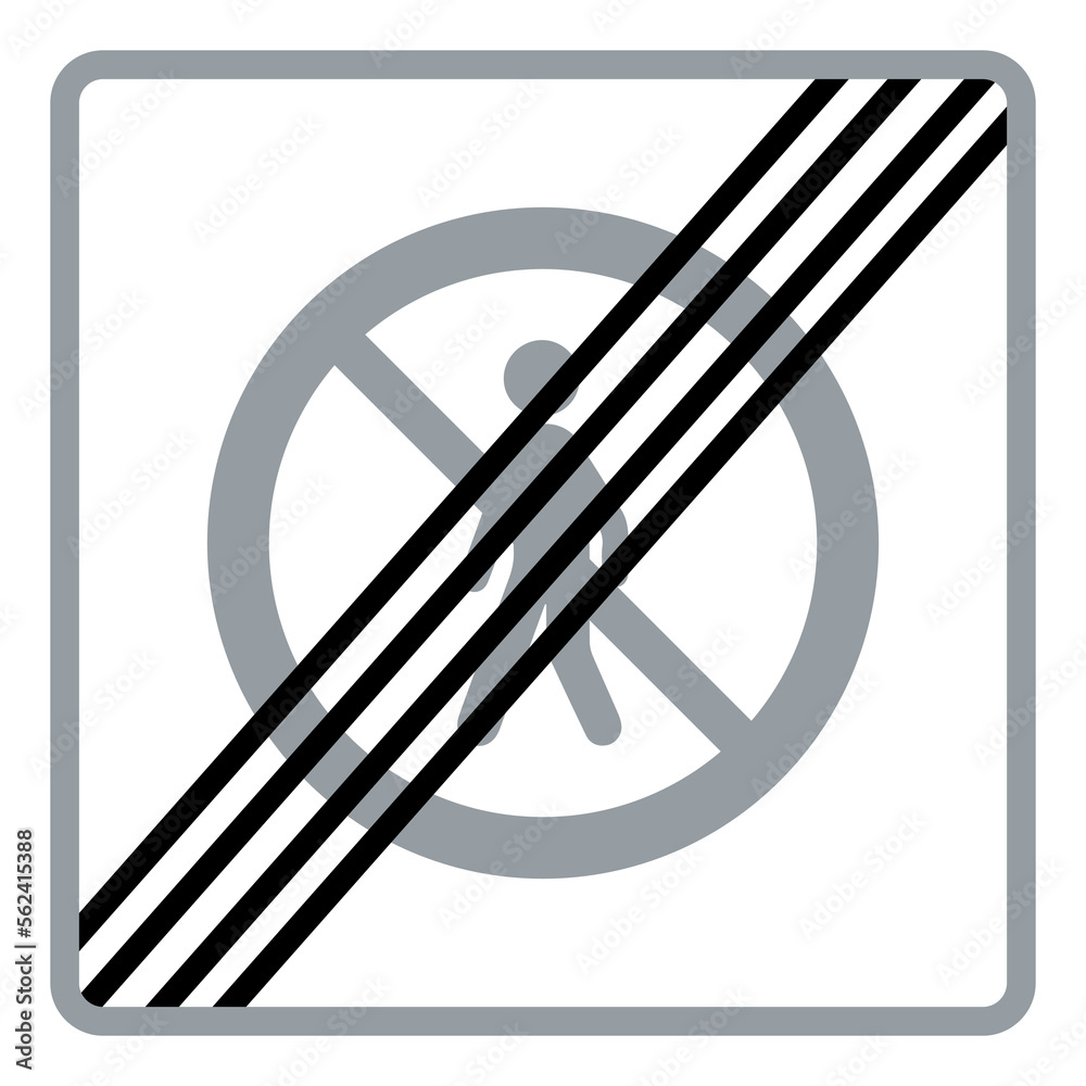 Traffic signs. Road signs. Instruction road signs. End of scope of a ...