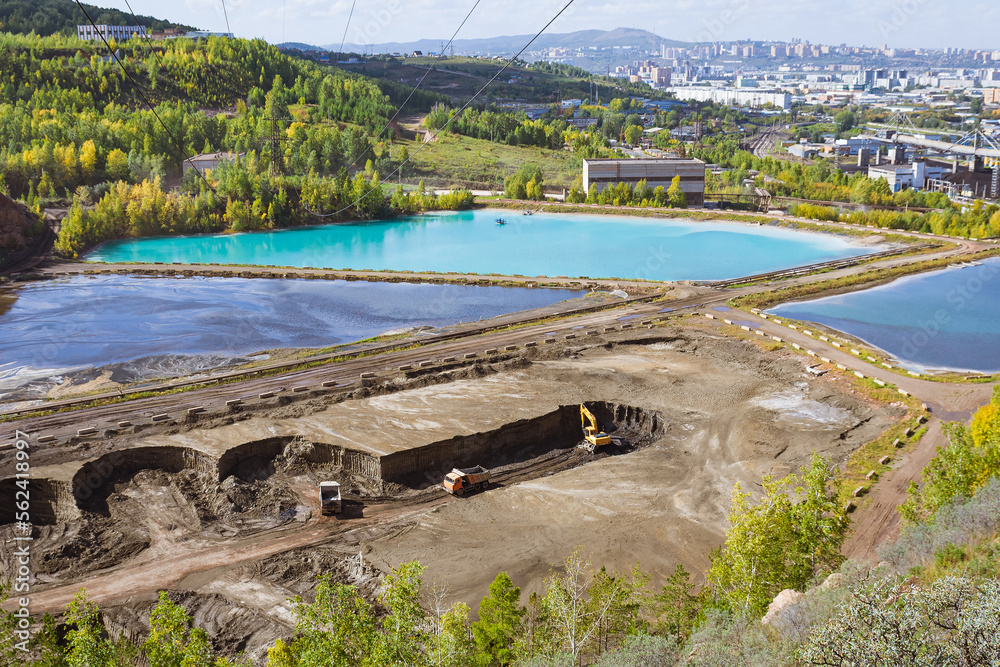 View on ash collectors of Thermal power plant in the quarry Uval ...