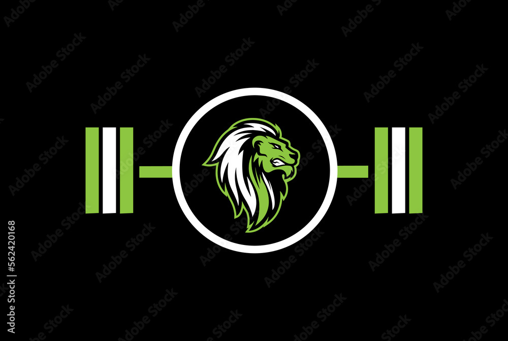 Sport strong bodybuilder lion, lion flexing bicep, illustration, logo ...