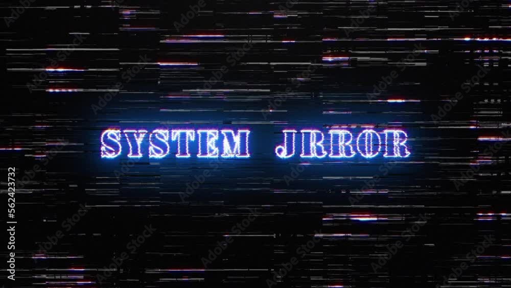 System Error glitch neon blue text effect with silver flash flickering ...