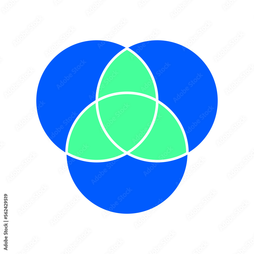 Modern flat vector illustration Venn diagram with three intersected ...
