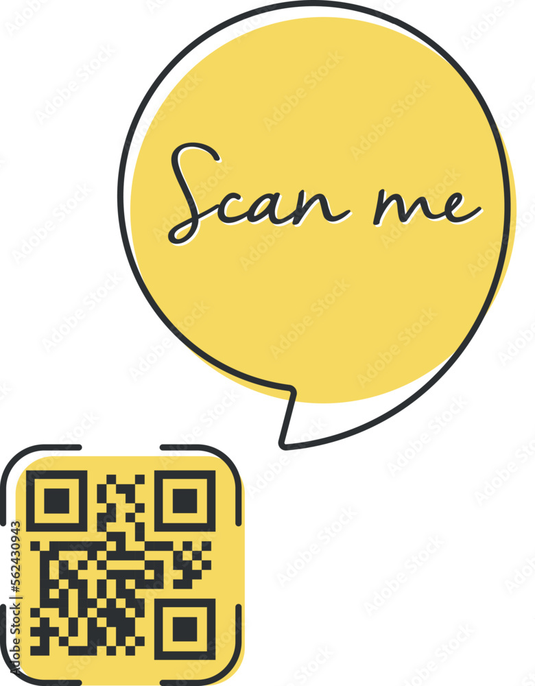 QR code scan me in speech bubble, scan me concept, icon. Stock Vector | Adobe Stock