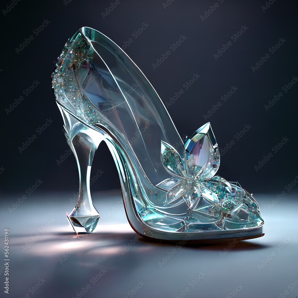 ภาพประกอบสต็อก A crystal glass slipper, a timeless symbol of elegance ...