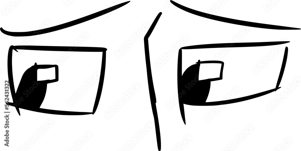 Vector drawing of eyes and bridge of nose. Depicts various emotions. It ...