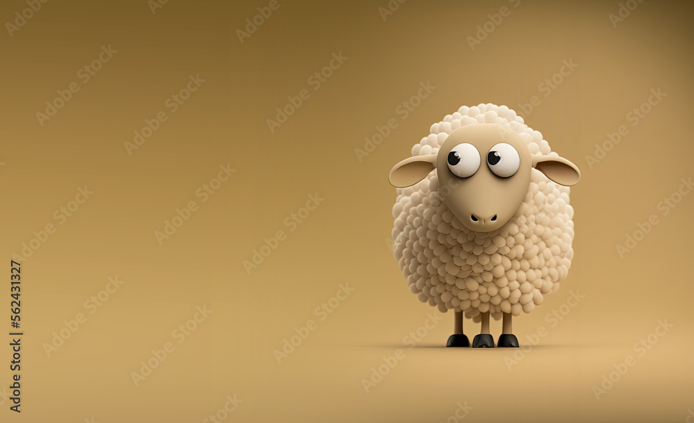 Cute Cartoon Sheep Banner with Room for Copy (Generative AI) Stock ...