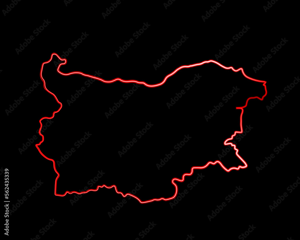 Vector isolated illustration of Bulgaria map with neon effect. Stock ...