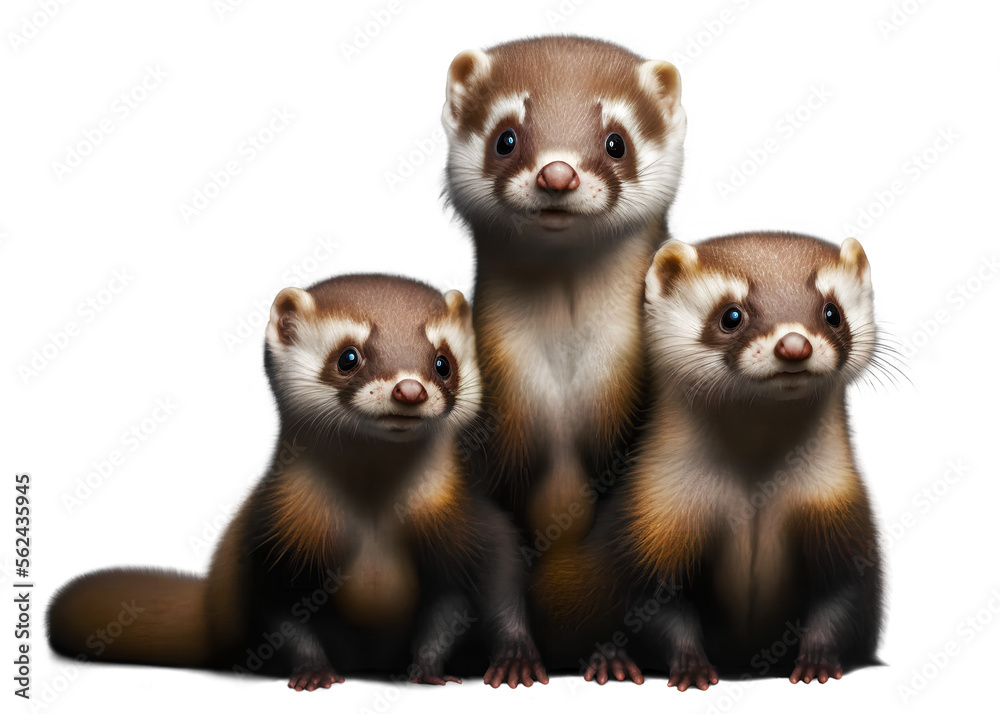 cute ferret family portrait, illustration on transparent background Stock Illustration | Adobe Stock