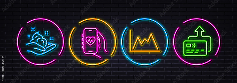 Skin care, Diagram and Health app minimal line icons. Neon laser 3d ...
