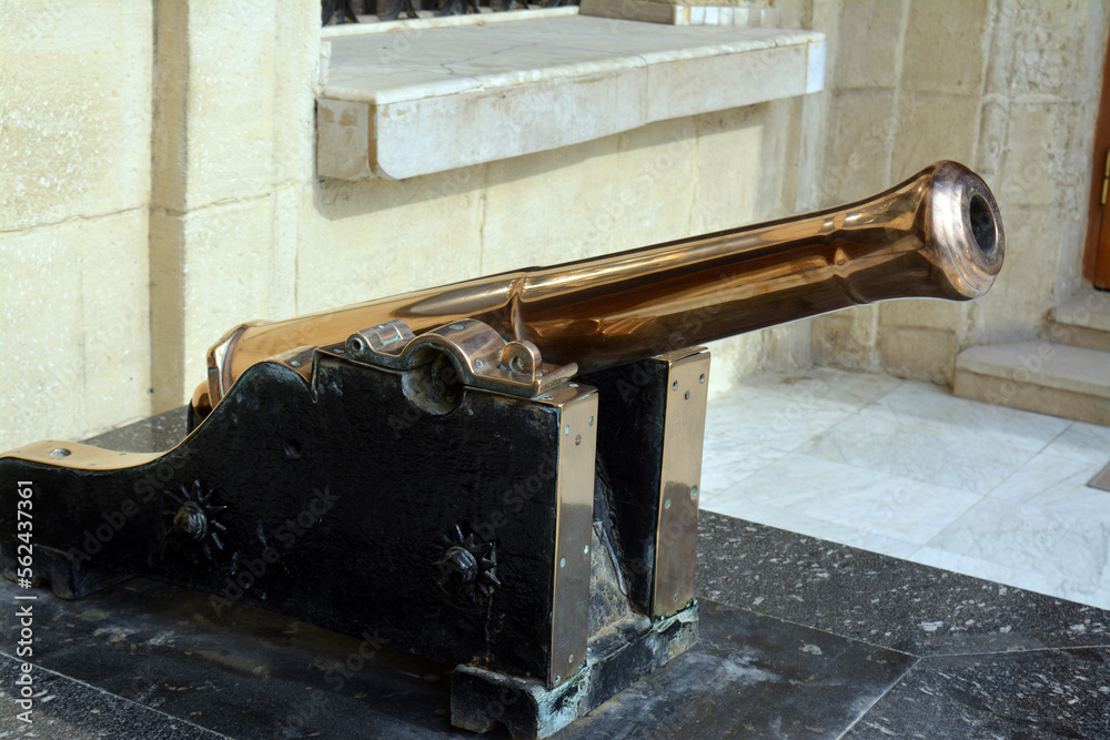 Cairo, Egypt, January 7 2023: copper gun cannon made for decoration ...