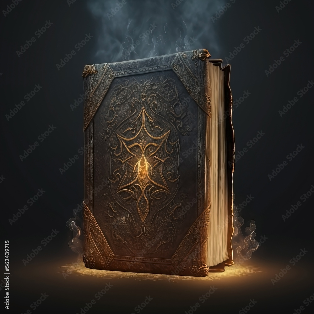 Ancient old book with old warn borders and cream paper. Alchemy book ...