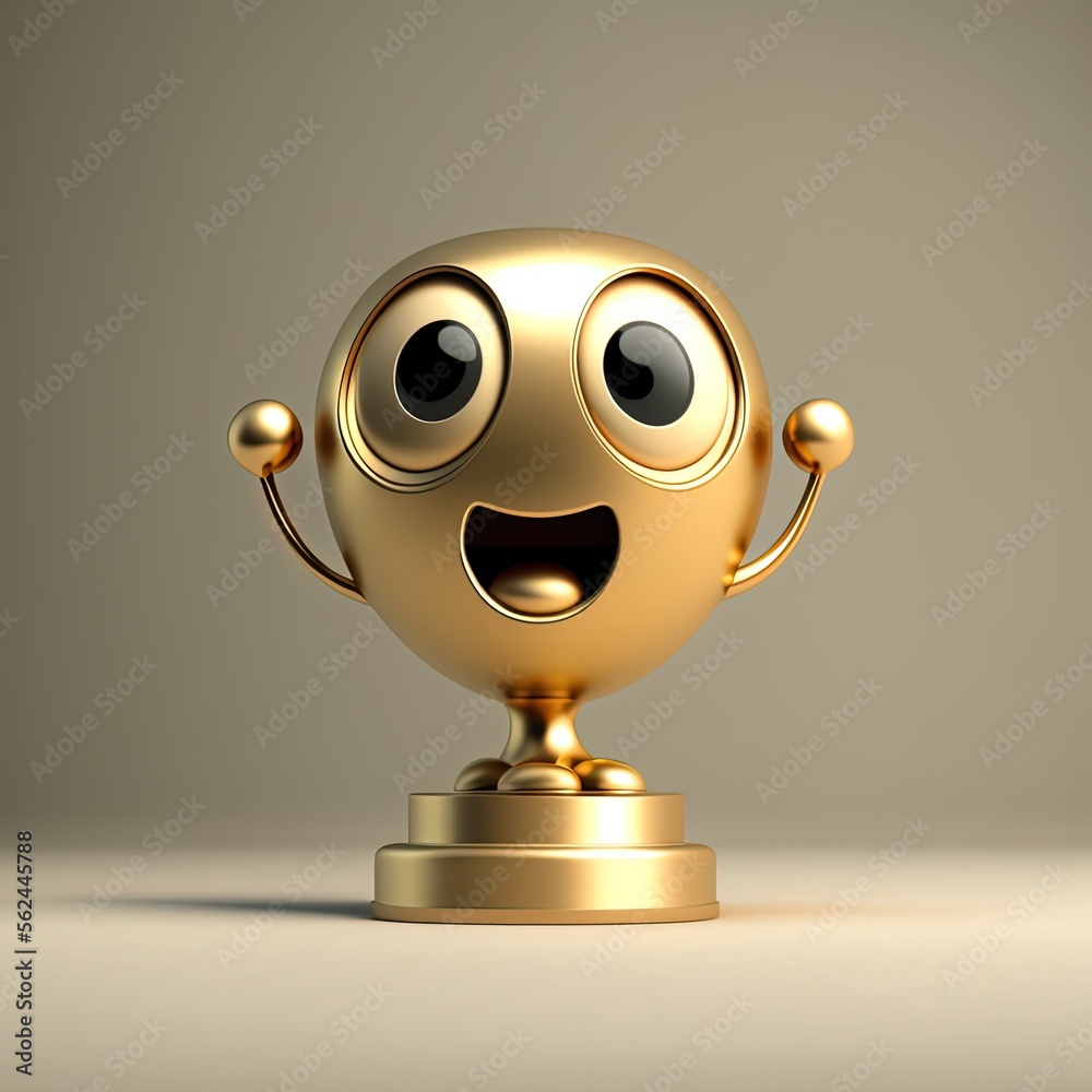 Cute Cartoon Trophy Character (Generative AI) Stock Illustration ...
