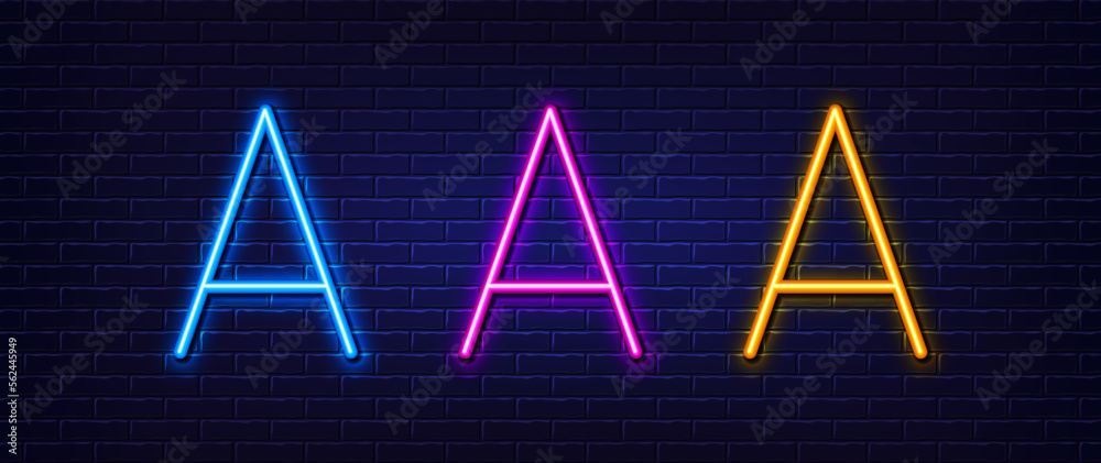 Initial letter A icon. Neon light line effect. Line typography ...
