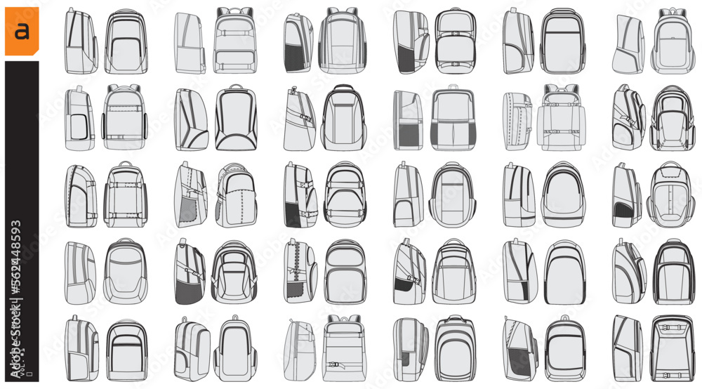 set of backpack model vectors Stock Vector | Adobe Stock