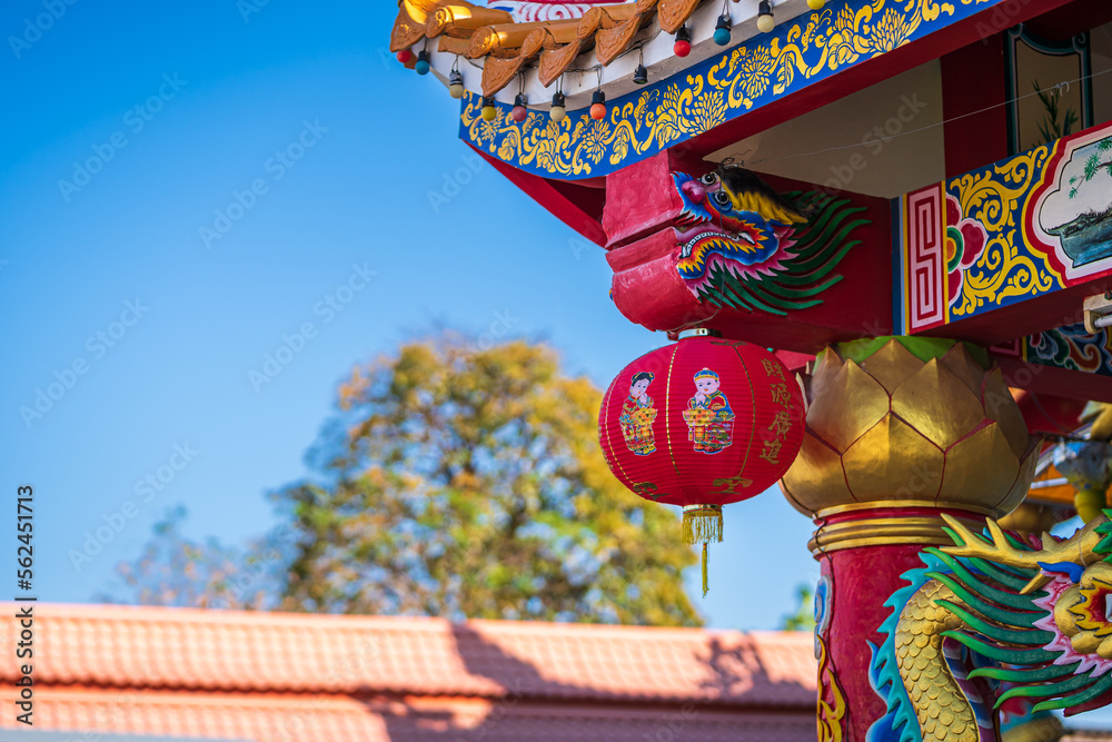 red lantern decoration for Chinese New Year Festival at Chinese shrine ...