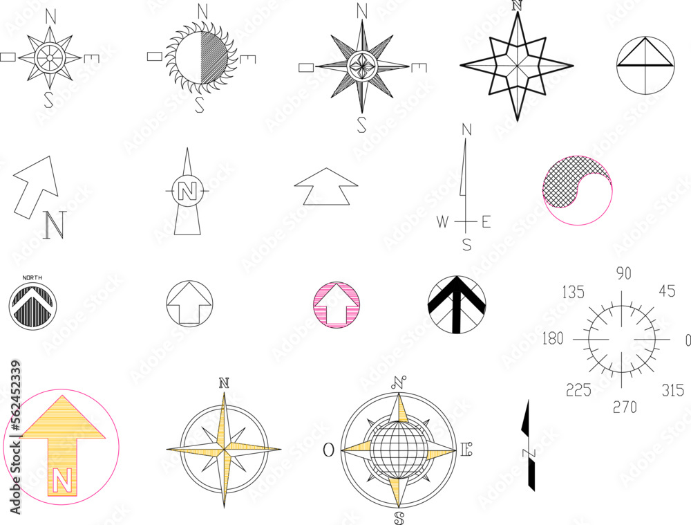 sketch vector illustration of cardinal direction symbol logo Stock ...