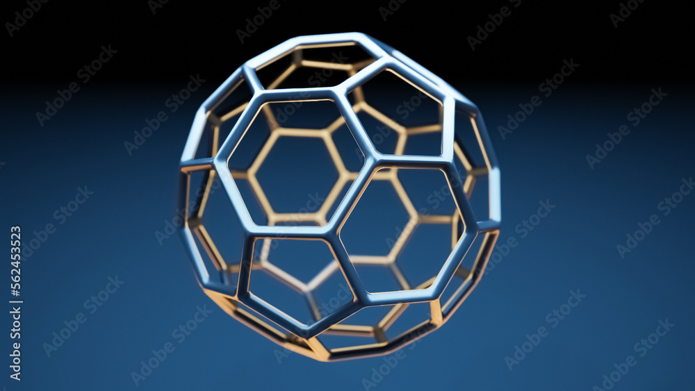Buckminsterfullerene C60 Molecule model, allotrope of fullerene carbon ...