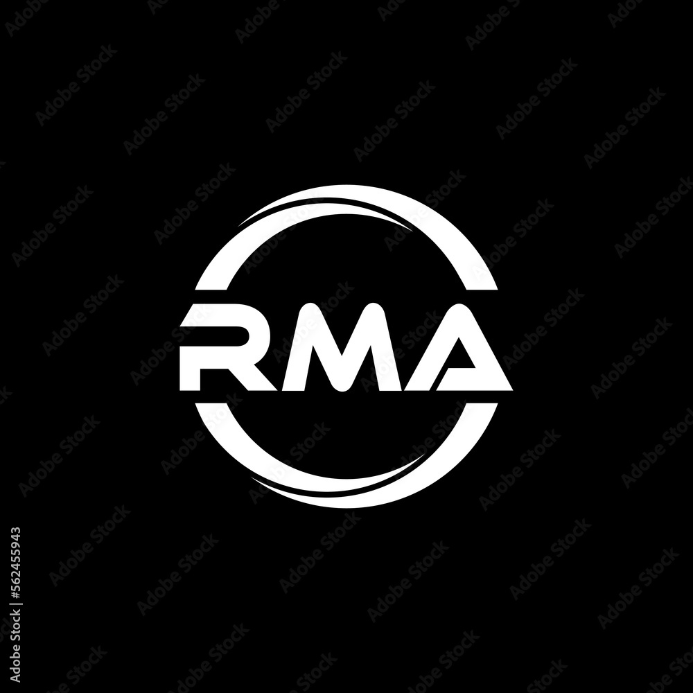 RMA letter logo design with black background in illustrator, cube logo ...