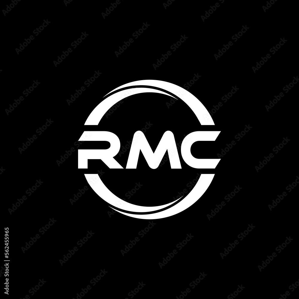 RMC letter logo design with black background in illustrator, cube logo ...