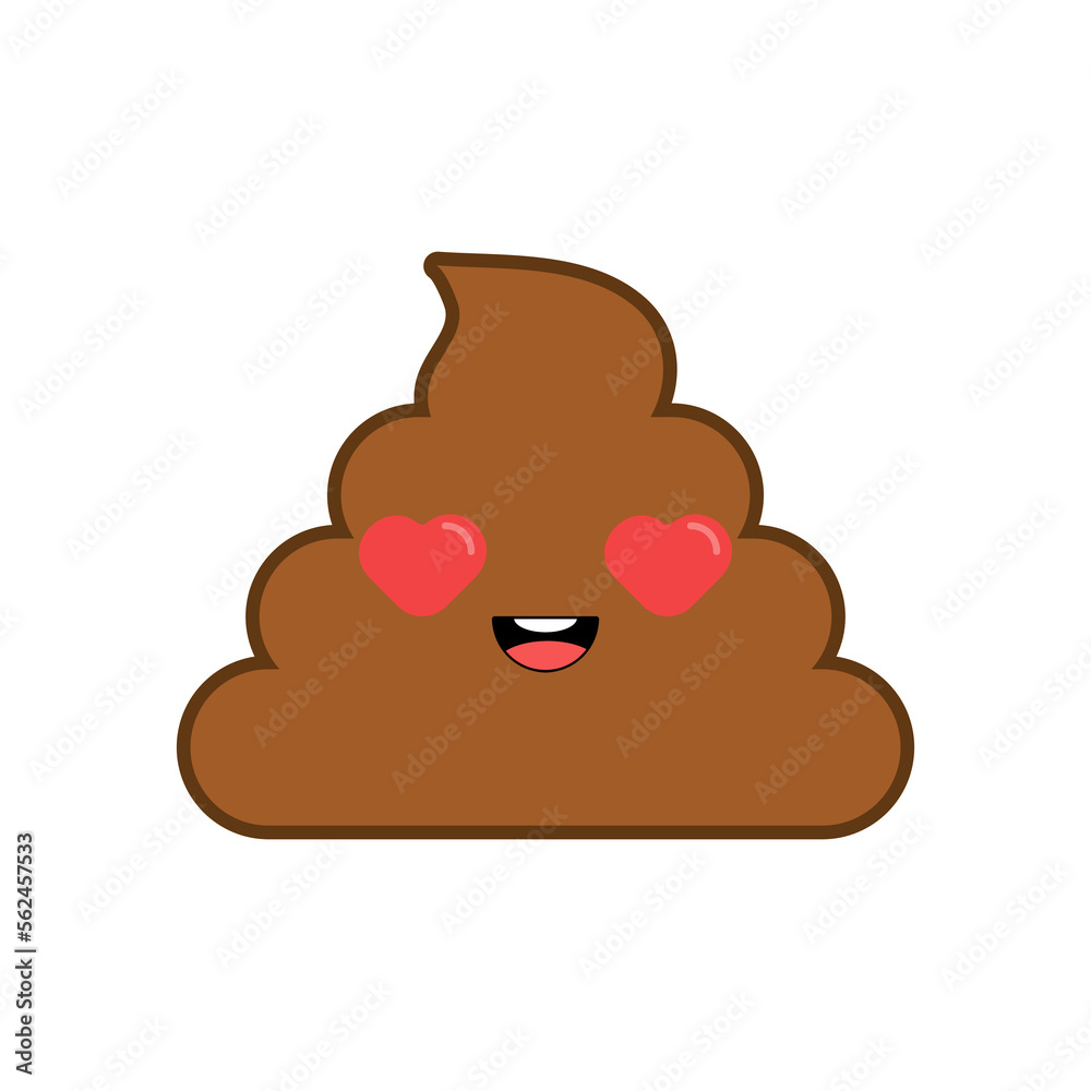 Cute happy smiling poop Kawaii character. Vector illustration Stock ...
