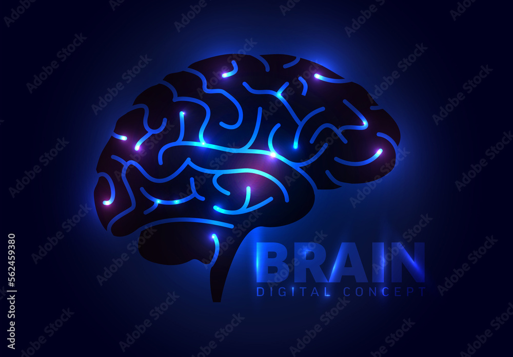 Digital brain concept template for artifical intelligence banners or ...