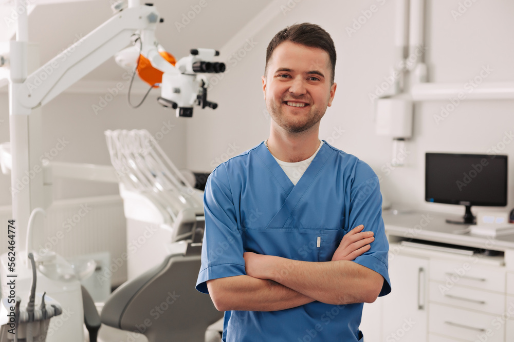 healthcare, profession, stomatology and medicine concept - smiling male ...