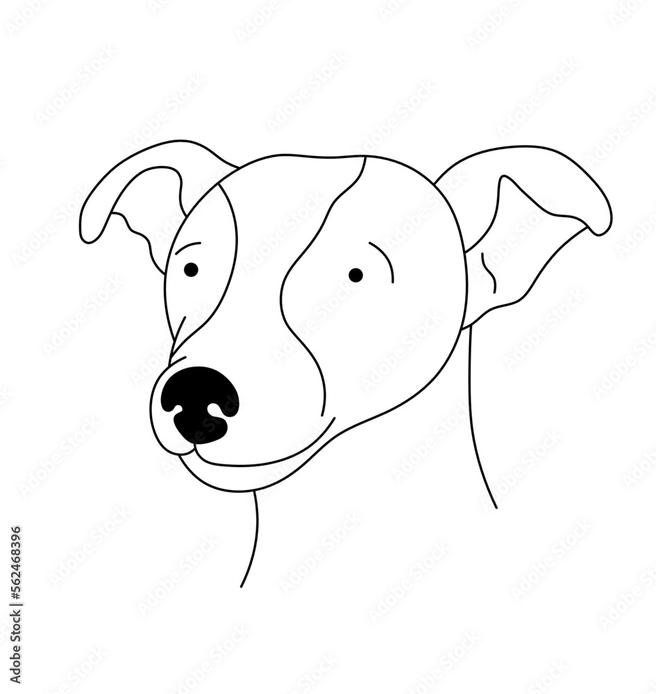 Vector isolated dog puppy jack rassel head turned to the left face ...