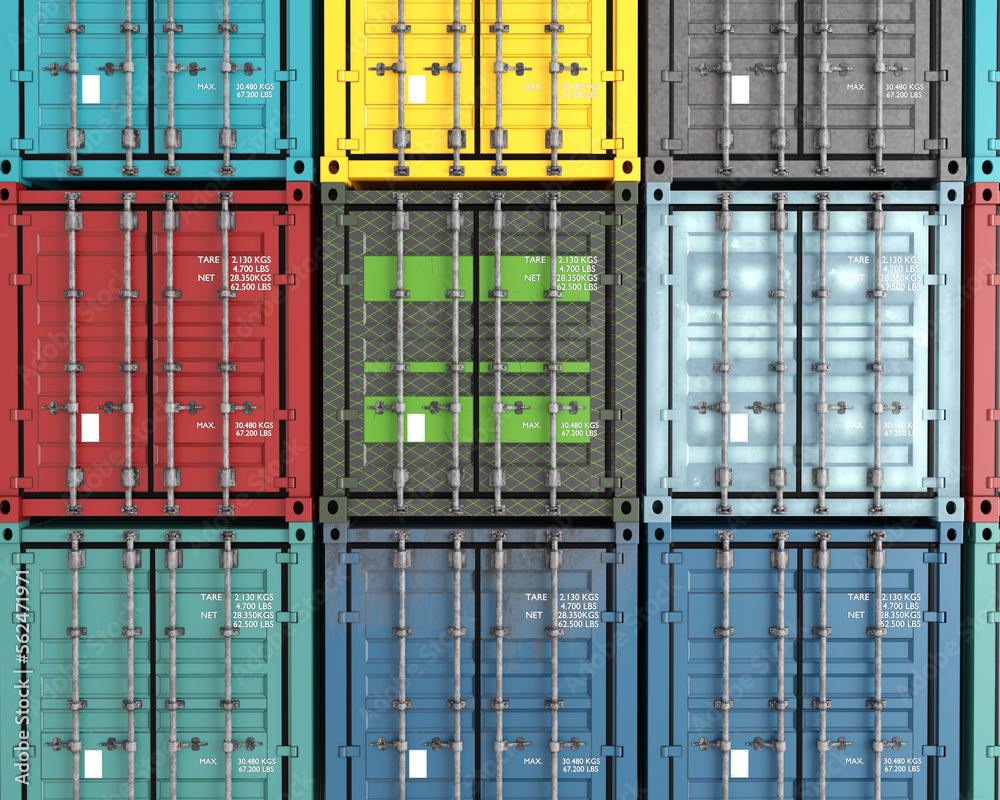 Backdrop containers. Marine tare of different colors. Texture and ...