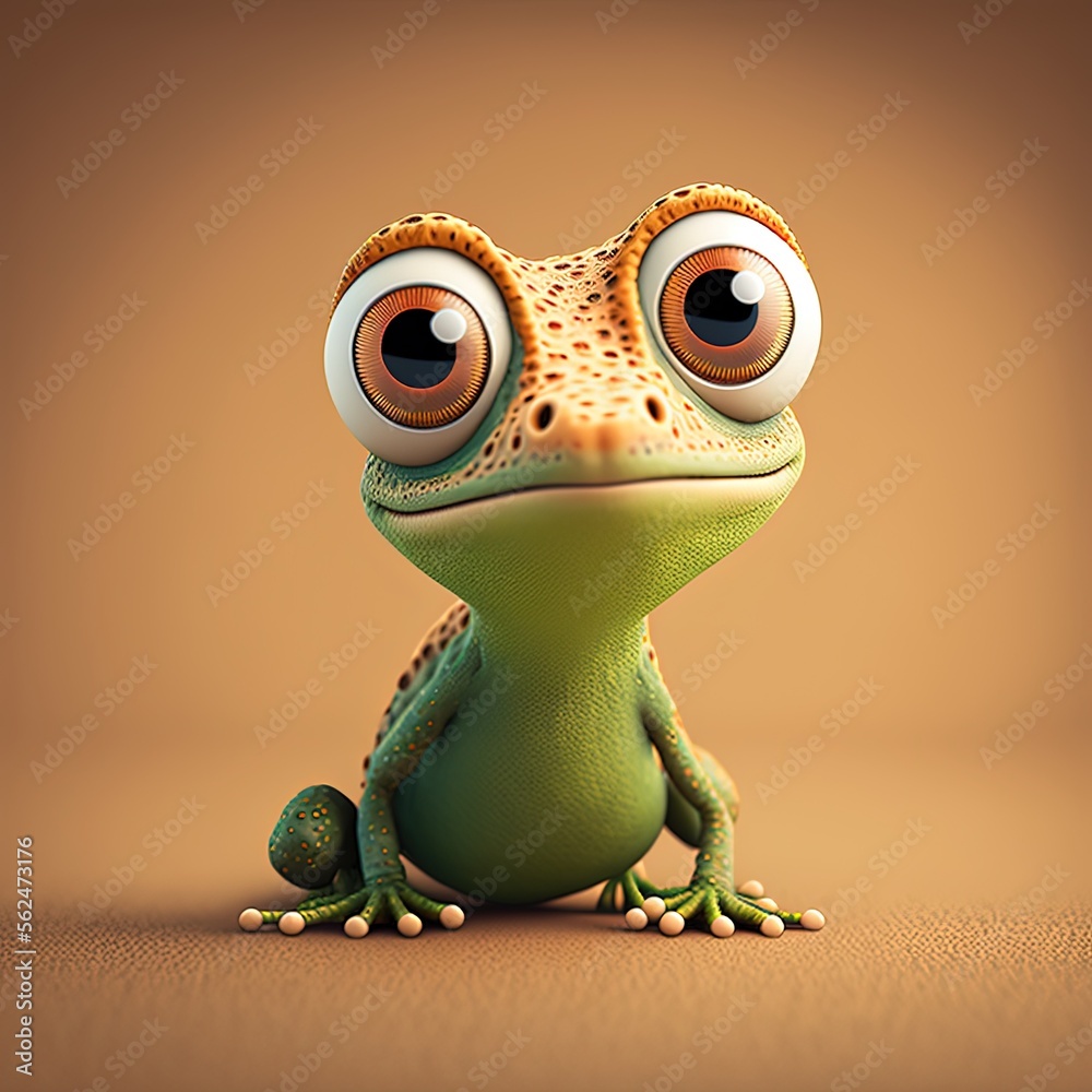 Cute Cartoon Gecko Character (Generative AI) Stock Illustration | Adobe ...