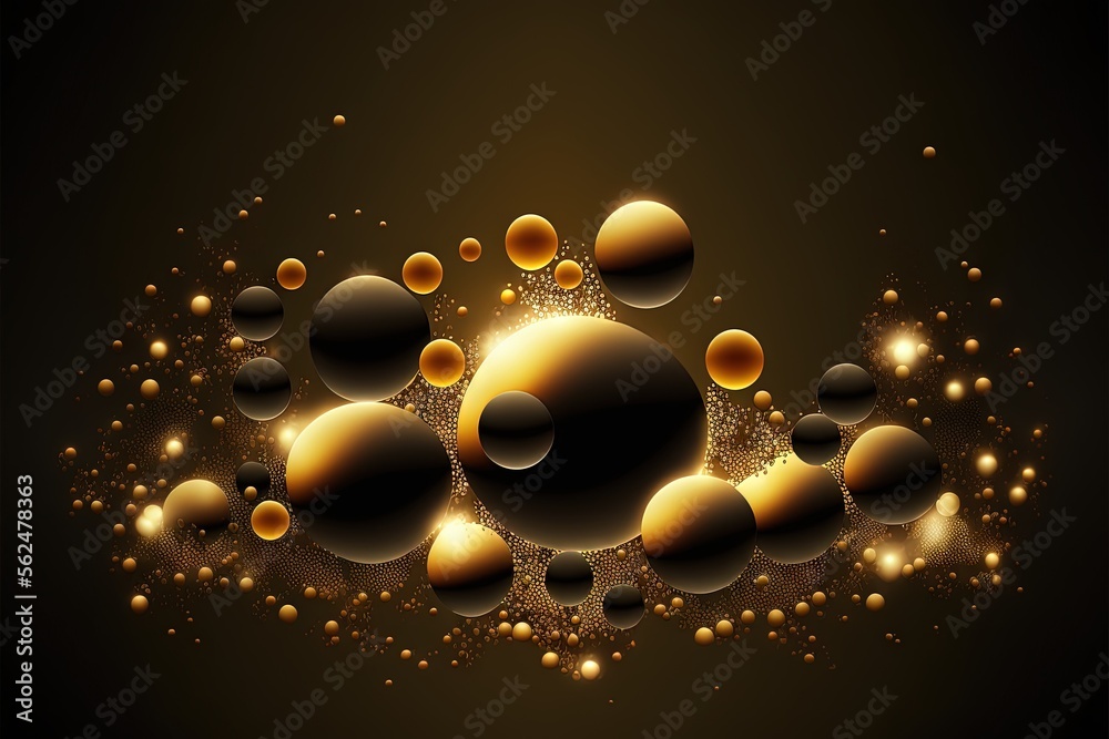 a black and gold background with bubbles and bubbles on it, with a ...