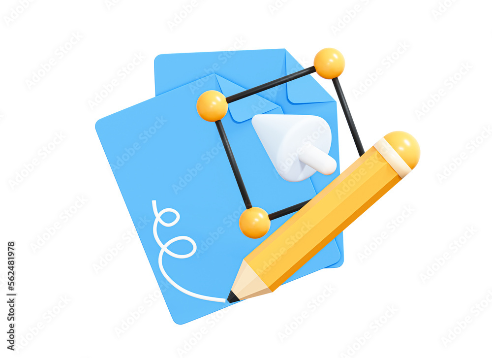 3D Digital designer. Development art project. File paper with drawing ...