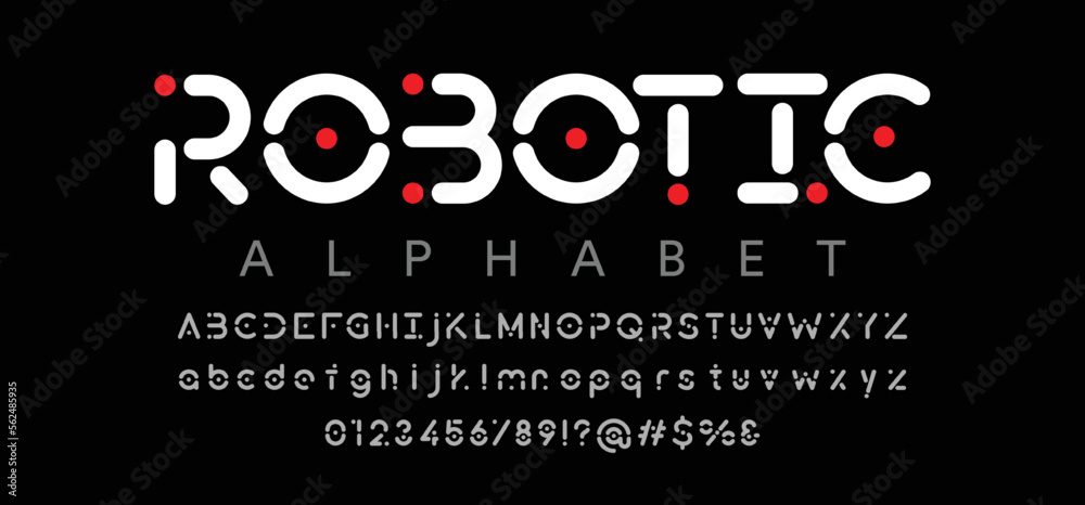 Vetor de Alphabet in robotic technology style. Geometric futuristic ... Vetor de Alphabet in robotic technology style. Geometric futuristic ...