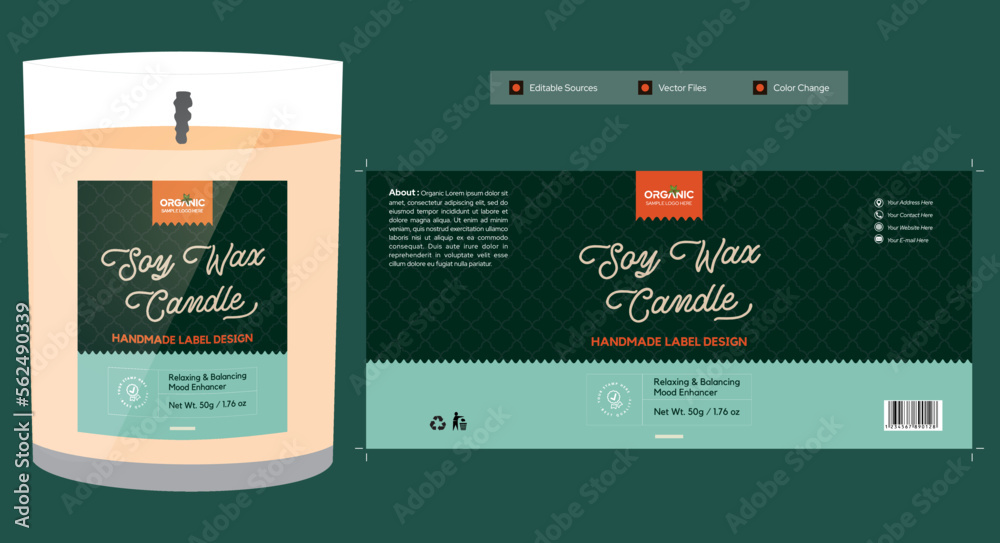 Candle Label Design Aromatherapy Fragrance Aroma Soy Wax Candle Label ...