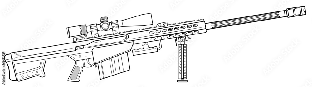 Vector illustration of the Barret M82 semi-automatic anti-materiel ...