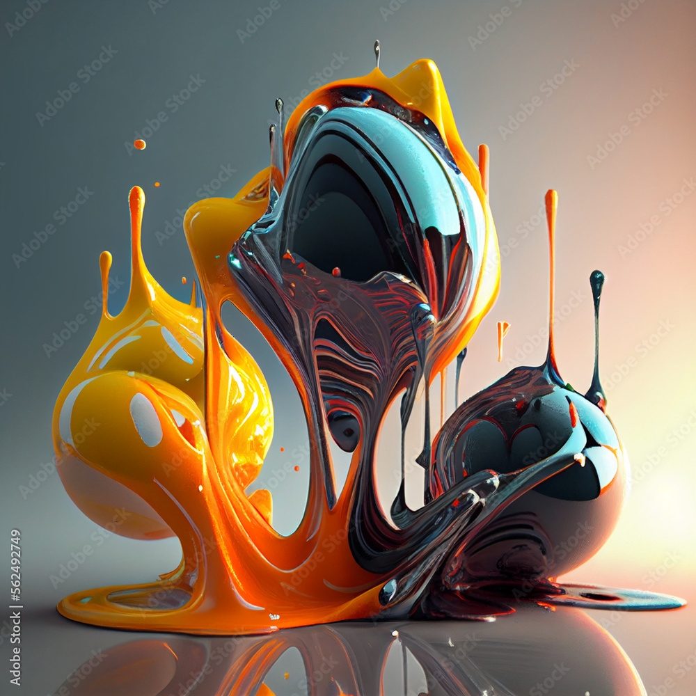 Captivating piece features a fluidic sphere, or "blob" prompt: liquid ...